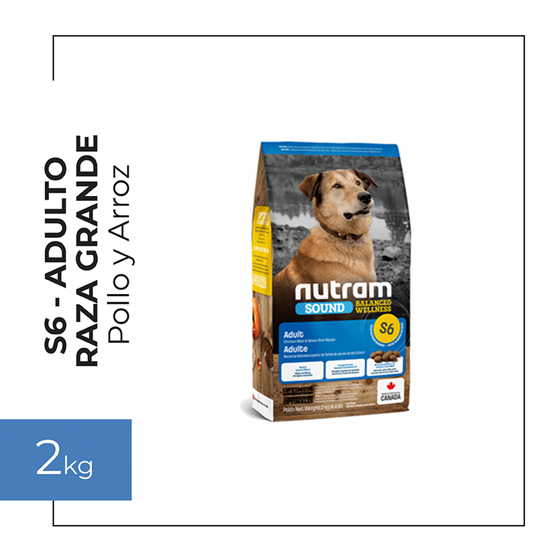 Nutram S6 – Adulto Raza Grande – Pollo y Arroz 2 kg – Super Market Pet